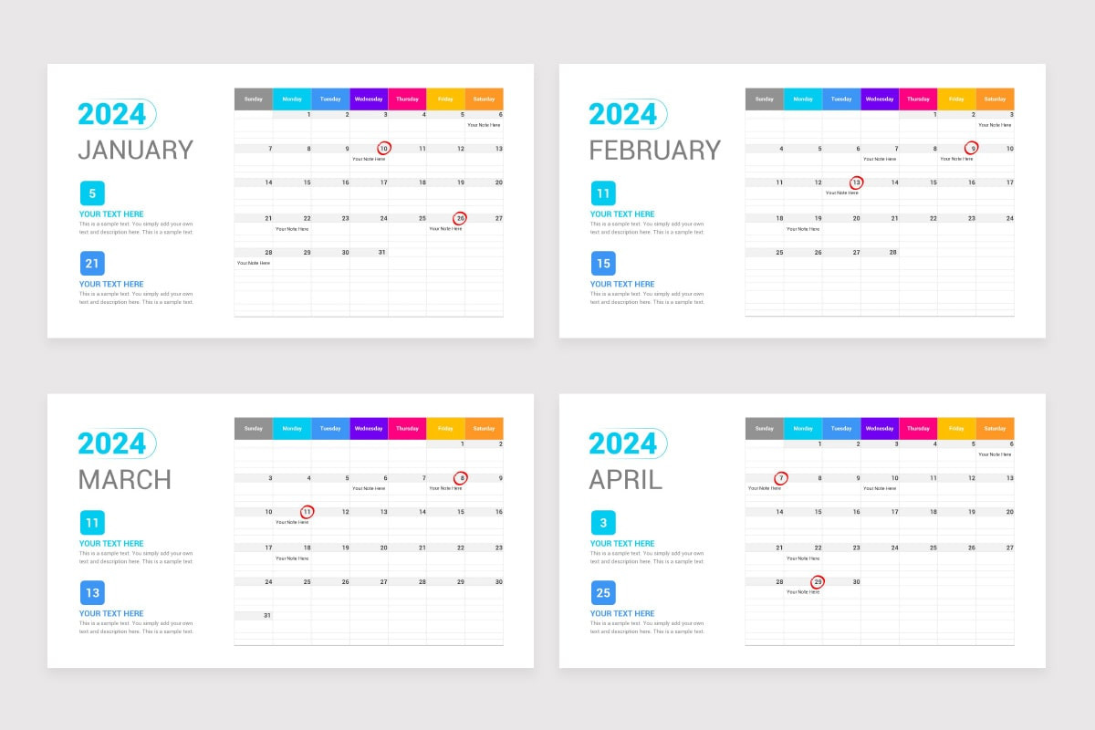 2024 Calendar Google Slides Template | Nulivo Market