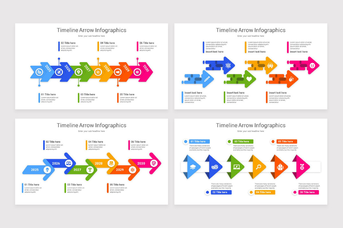 Timeline Arrow Infographics PowerPoint Template | Nulivo Market