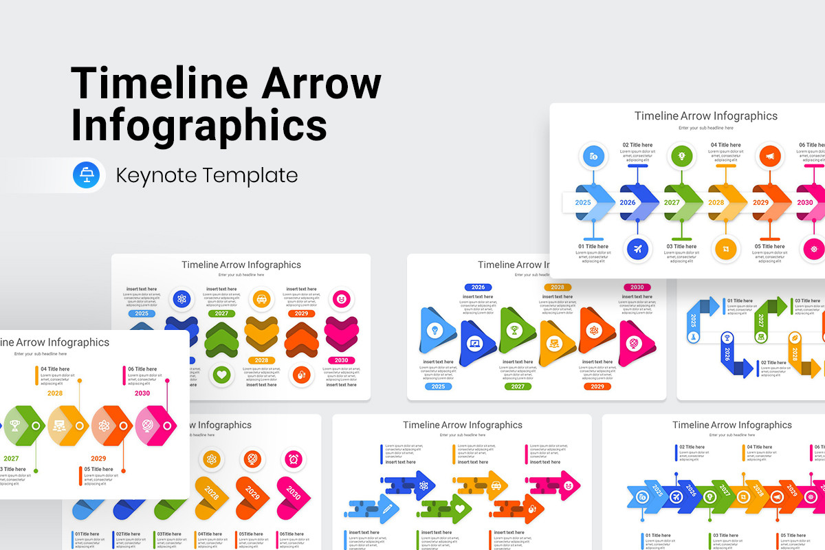 Timeline Arrow Infographics Keynote Template | Nulivo Market