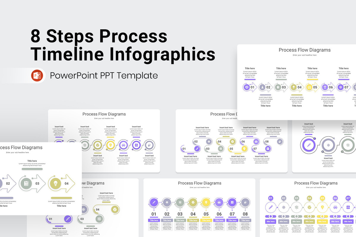8 Steps Process Timeline Infographics PowerPoint Template | Nulivo Market