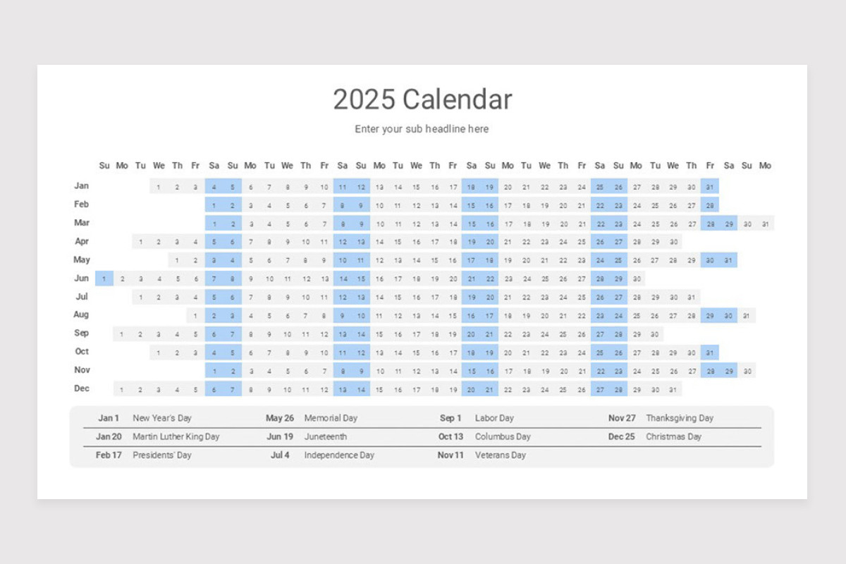 2025 Calendar PowerPoint Template | Nulivo Market