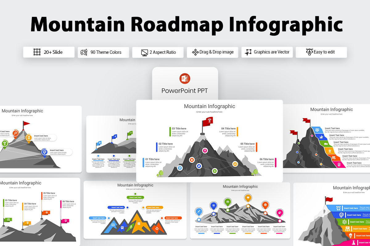 Mountain Roadmap Infographic PowerPoint Template | Nulivo Market