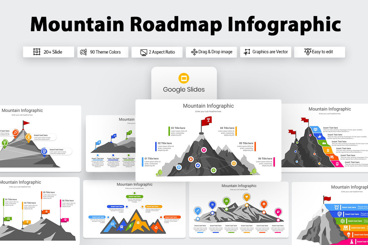Mountain Roadmap Infographic Google Slide Template | Nulivo Market