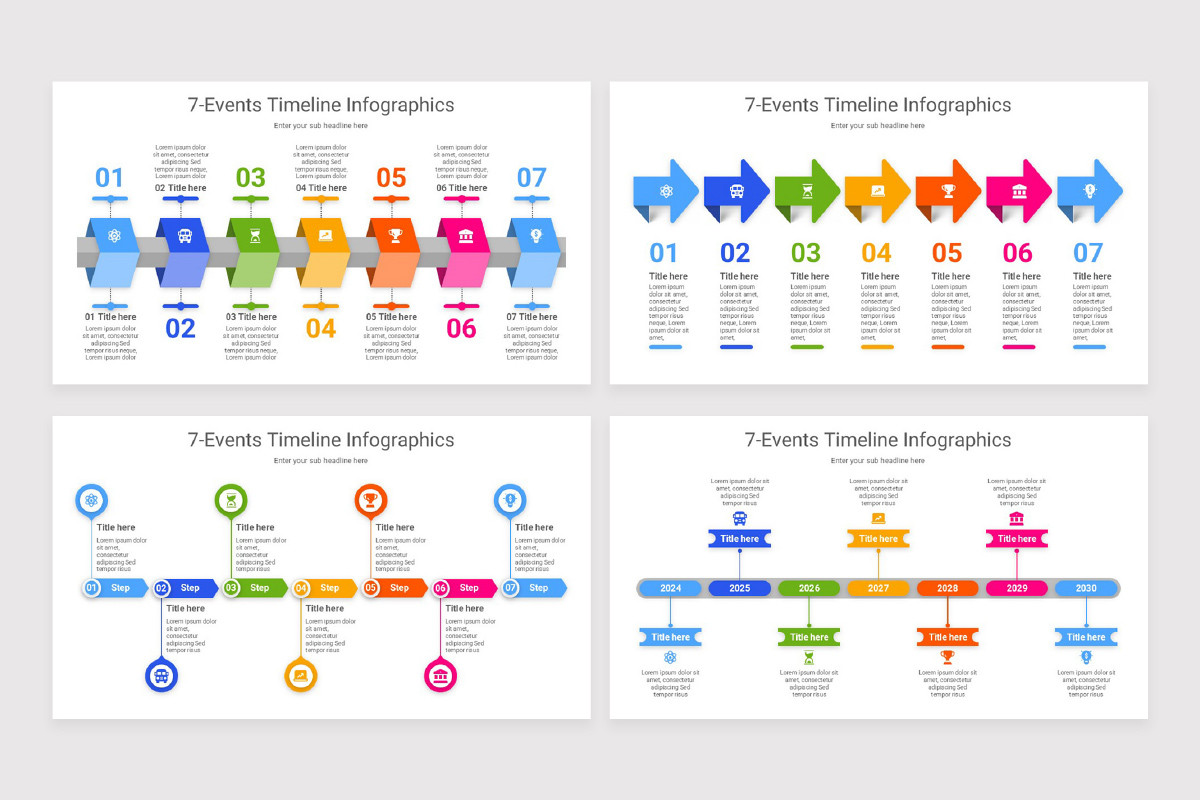 7 Events Timeline Infographics Google Slide Template | Nulivo Market