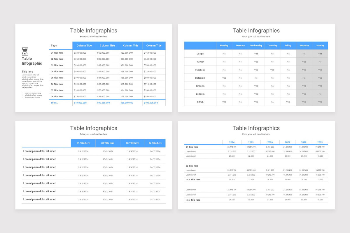 Table Infographics Keynote Template | Nulivo Market