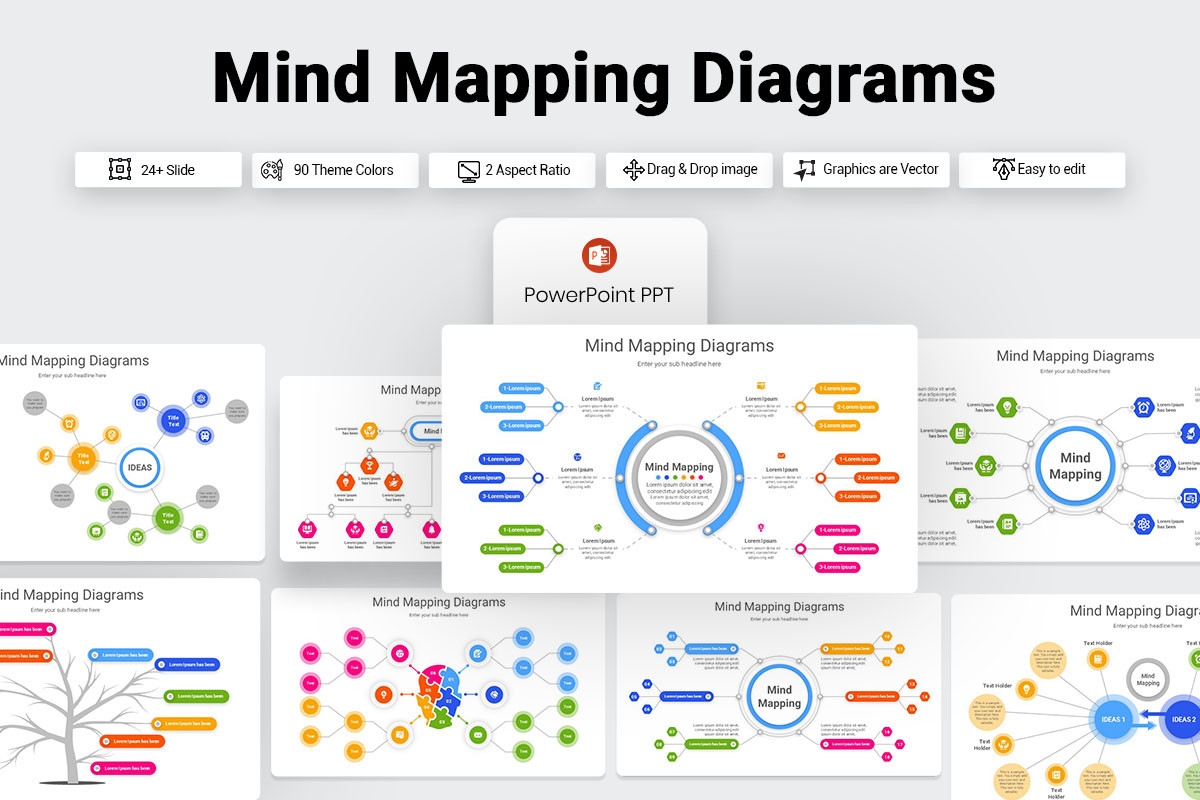 Mind Mapping Diagrams PowerPoint Template | Nulivo Market