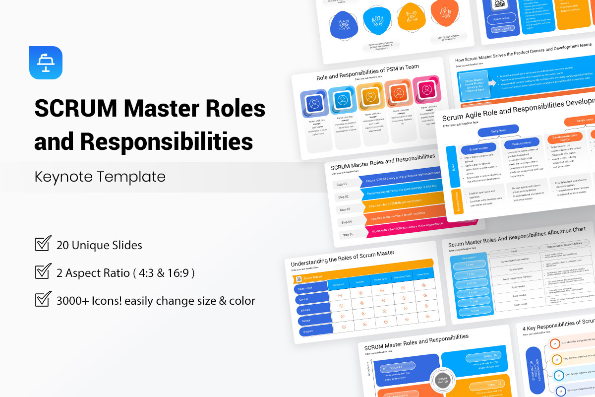 SCRUM Master Roles and Responsibilities Keynote Template | Nulivo Market