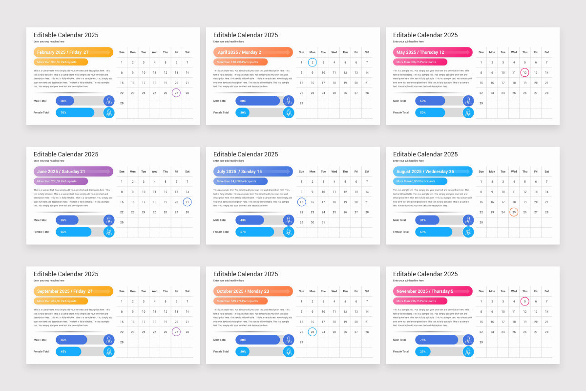 Calendar 2025 Presentation Google Slides Template | Nulivo Market