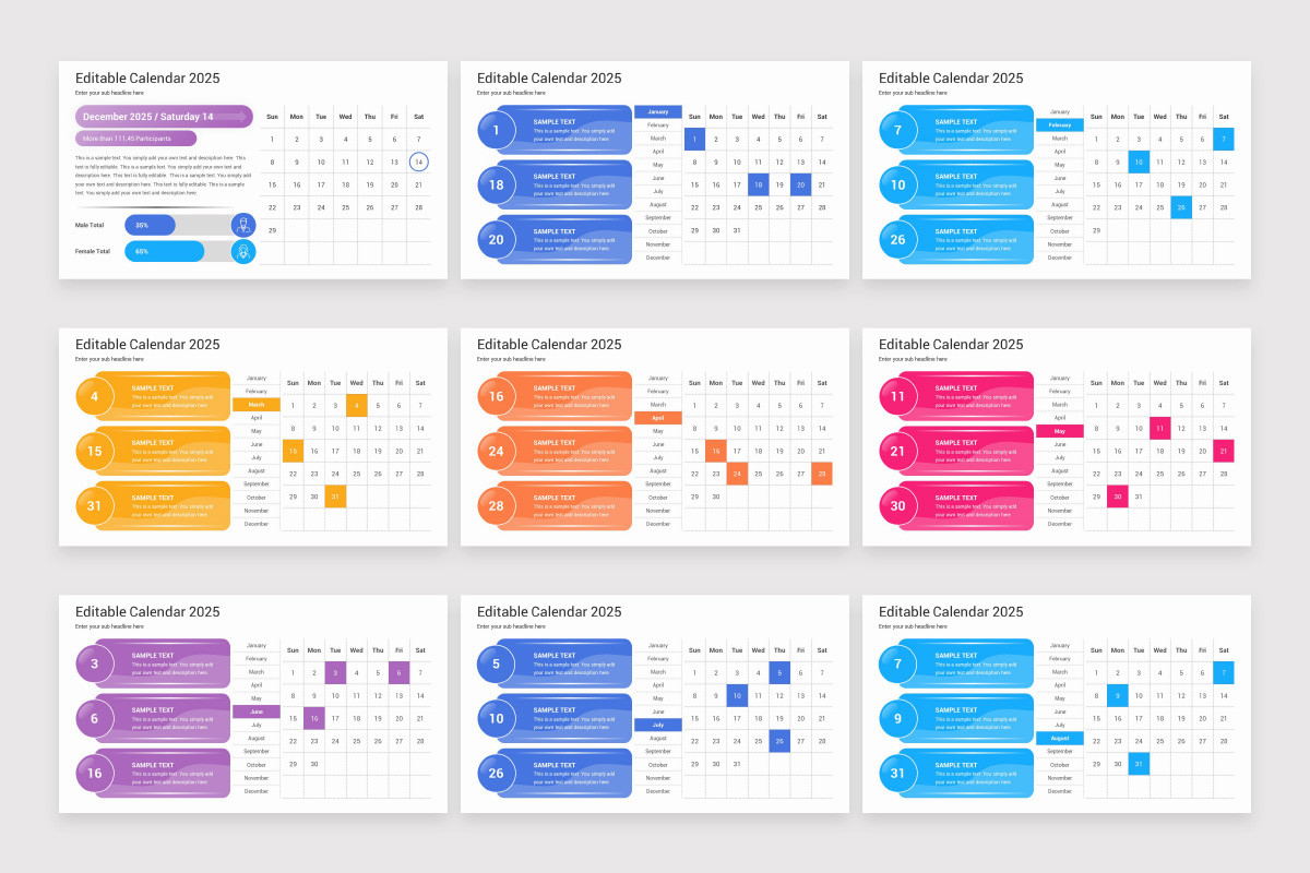 Calendar 2025 Presentation Google Slides Template | Nulivo Market