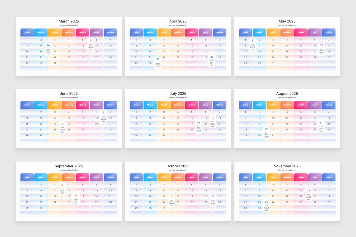Calendar 2025 Presentation Google Slides Template | Nulivo Market
