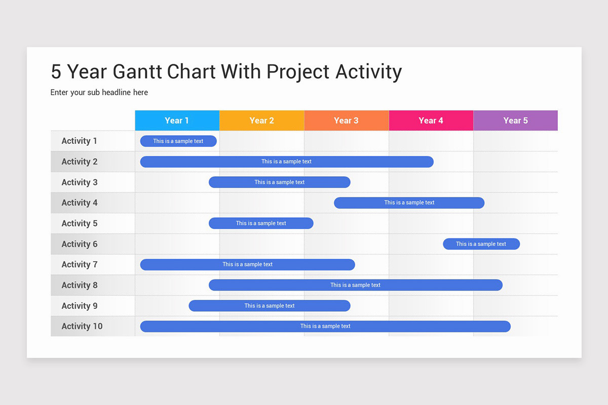 5 Year Gantt Chart Keynote Presentation Template | Nulivo Market