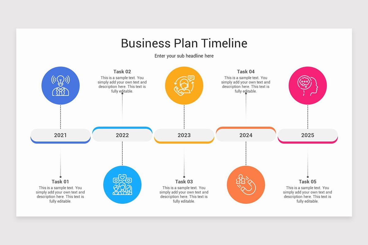 Business Plan Timeline PowerPoint Template | Nulivo Market