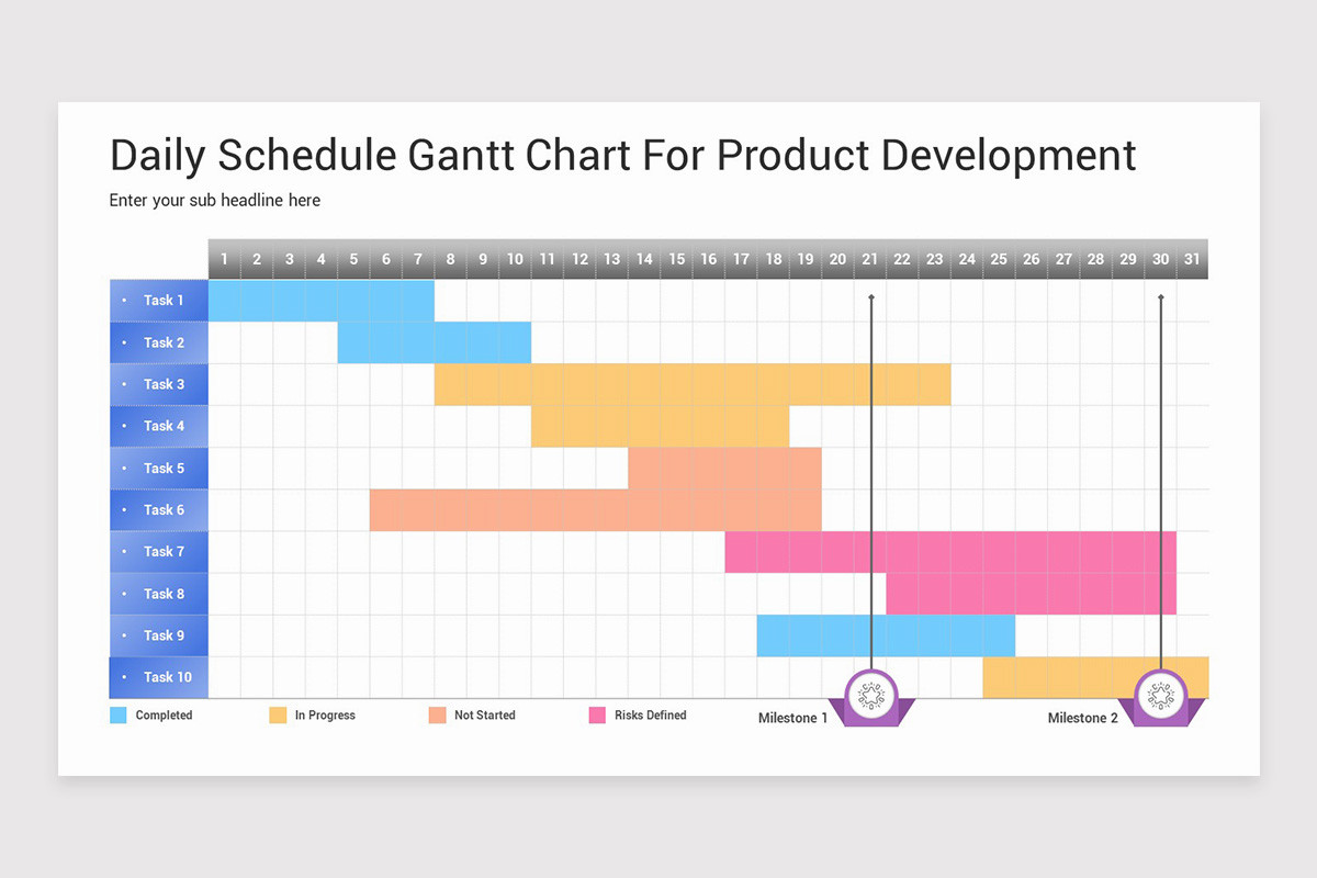 Daily Gantt Chart PowerPoint Template | Nulivo Market