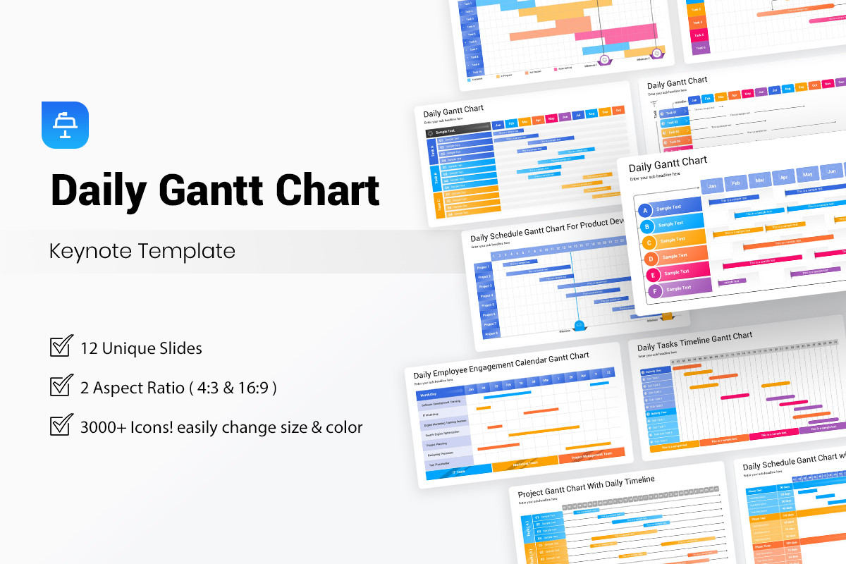 Daily Gantt Chart Keynote Template | Nulivo Market