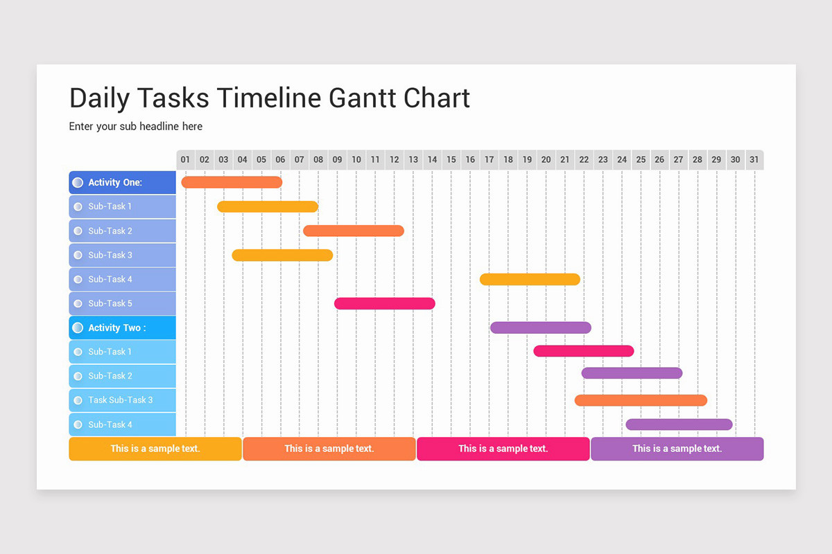 Daily Gantt Chart Keynote Template | Nulivo Market