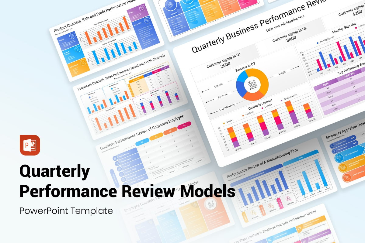 Quarterly Performance Review Models PowerPoint Template | Nulivo Market