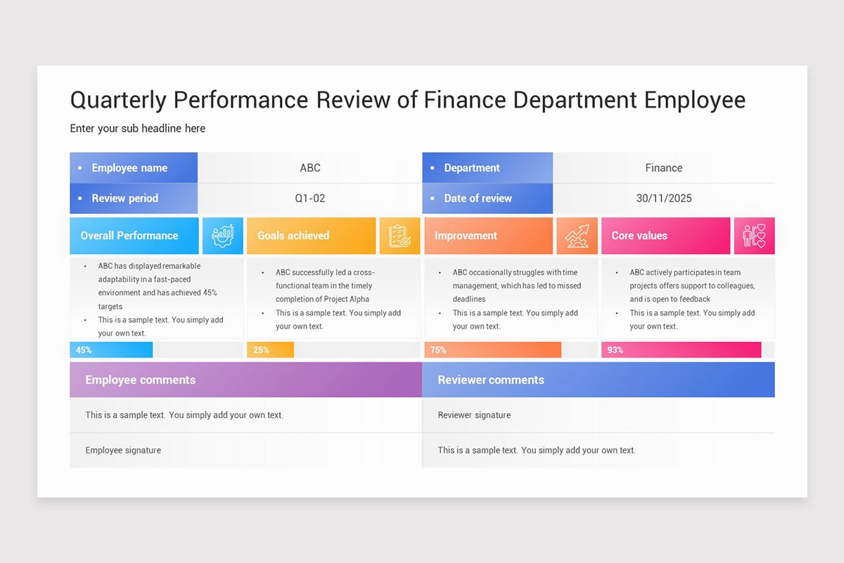Quarterly Performance Review Models PowerPoint Template | Nulivo Market
