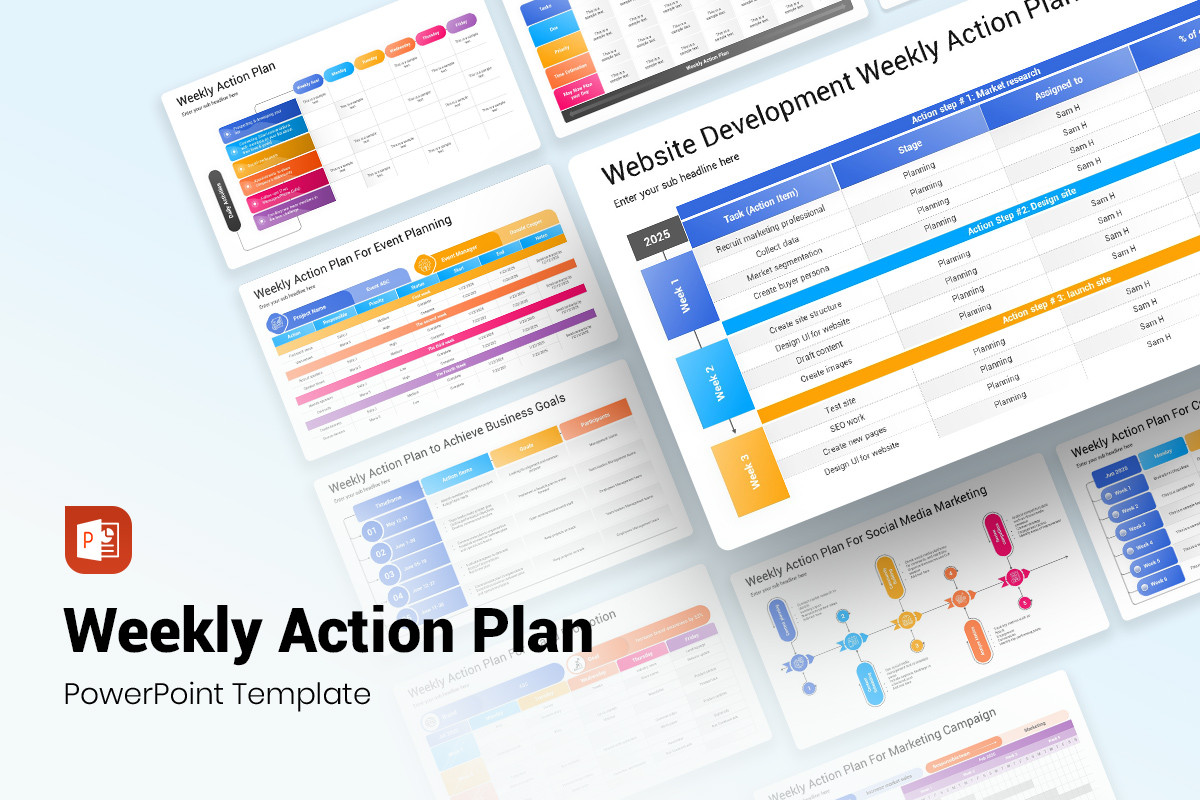 Weekly Action Plan PowerPoint Template | Nulivo Market