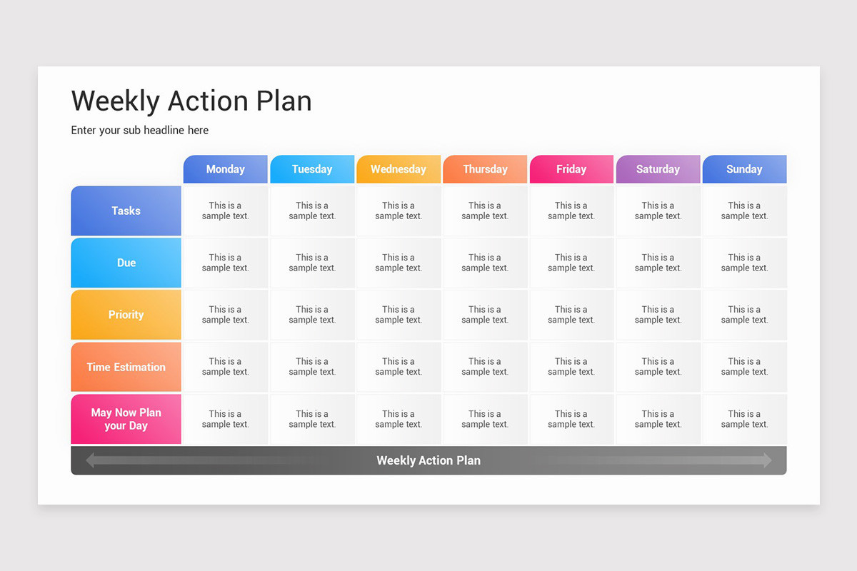 Weekly Action Plan PowerPoint Template | Nulivo Market