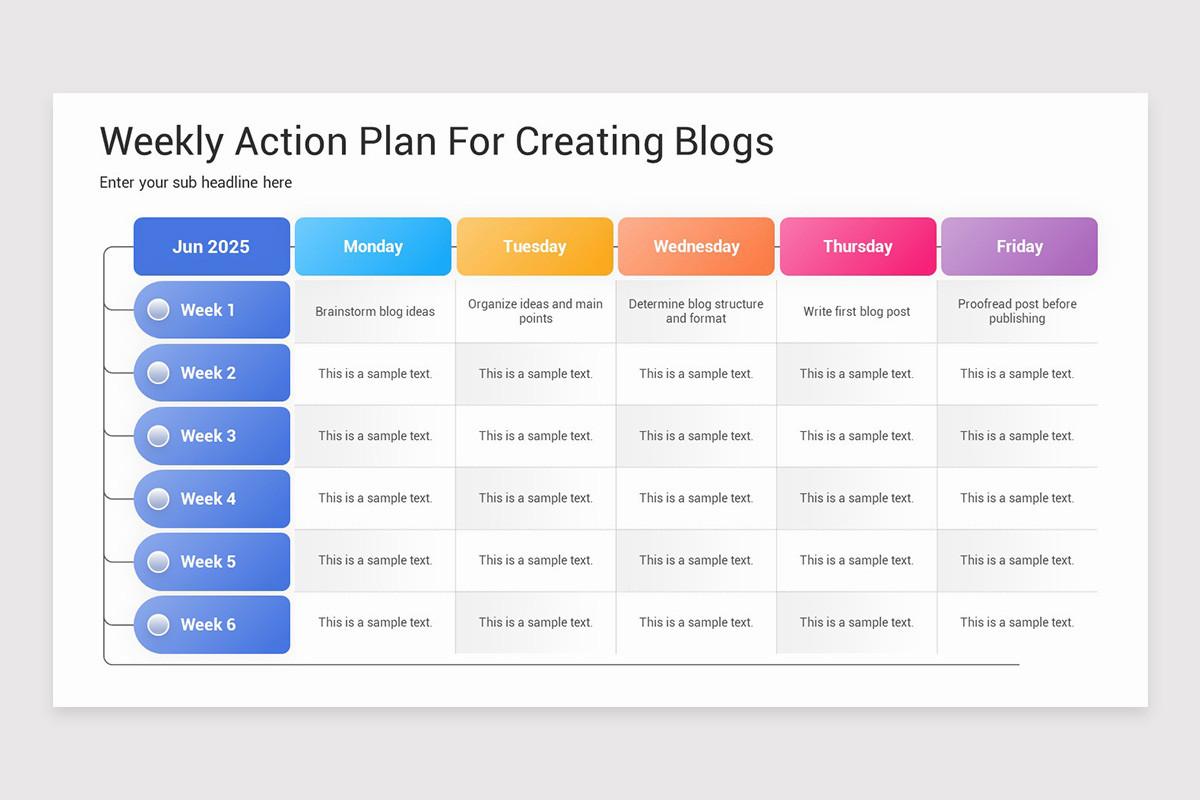 Weekly Action Plan Google Slides Template | Nulivo Market