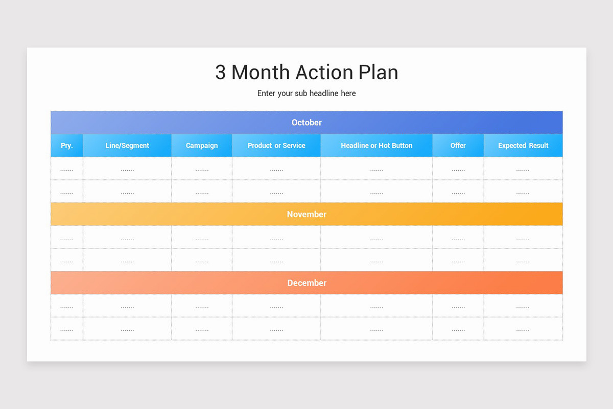 3 Month Action Plan PowerPoint Template | Nulivo Market