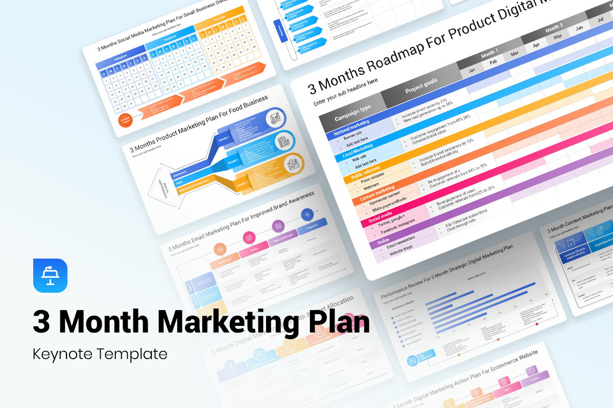 3 Month Marketing Plan Keynote Template | Nulivo Market