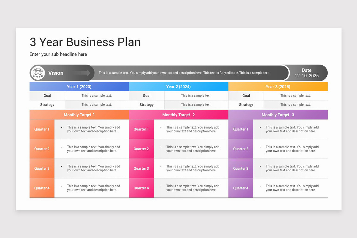 3 Year Business Plan PowerPoint Template | Nulivo Market