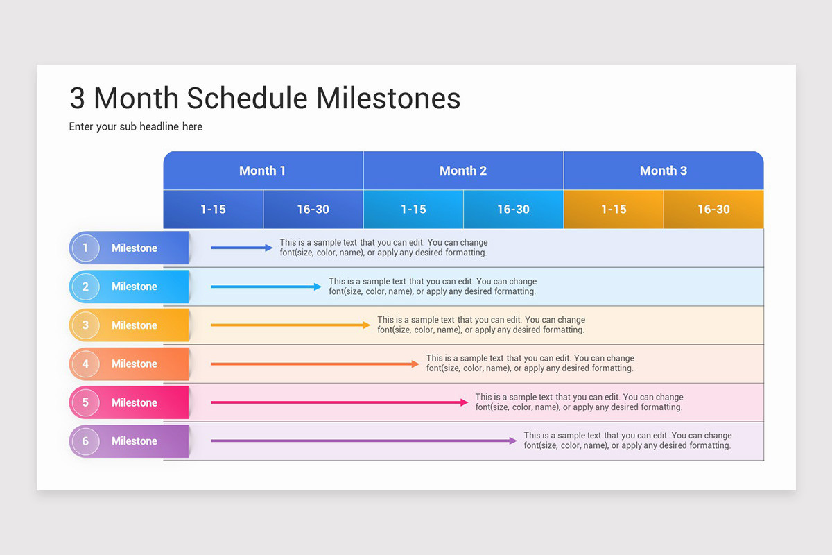 3 Month Schedule Milestones PowerPoint Template | Nulivo Market