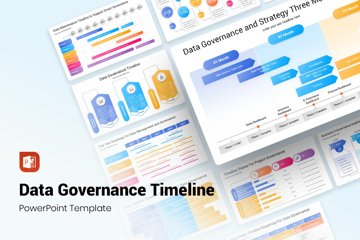 Data Governance Timeline PowerPoint Template | Nulivo Market