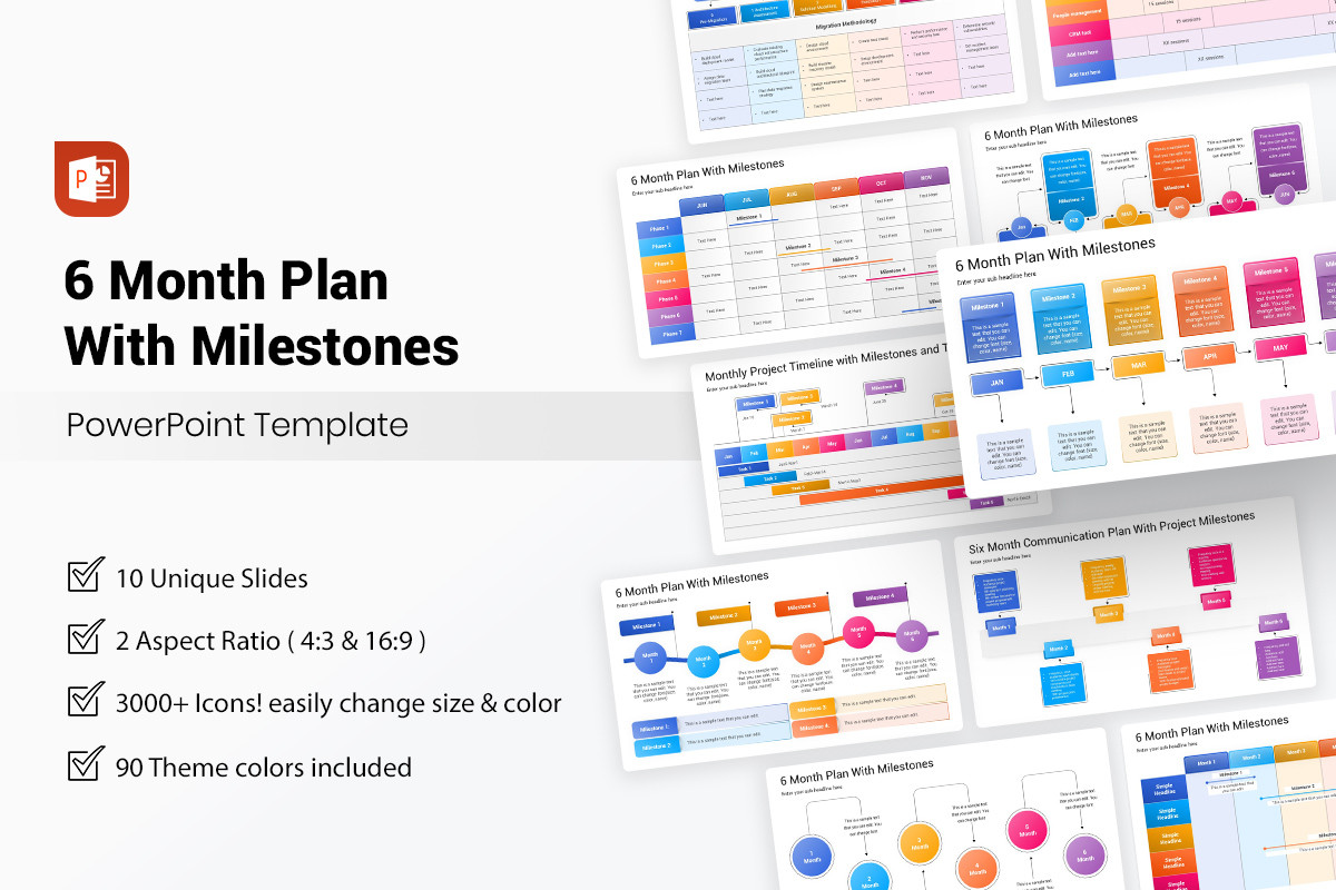 6 Month Plan With Milestones PowerPoint Template | Nulivo Market