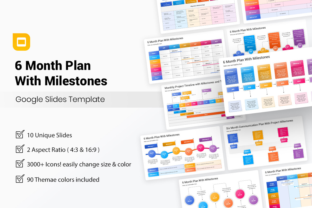 6 Month Plan With Milestones Google Slides Template | Nulivo Market