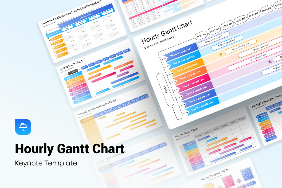 Hourly Gantt Chart Keynote Template | Nulivo Market