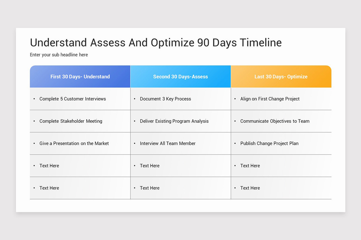 90 Day Timeline PowerPoint Template | Nulivo Market