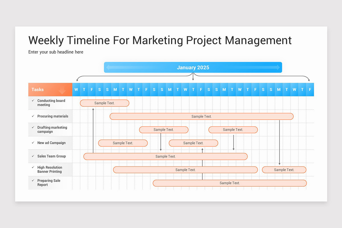 Weekly Milestone Timeline PowerPoint Template | Nulivo Market
