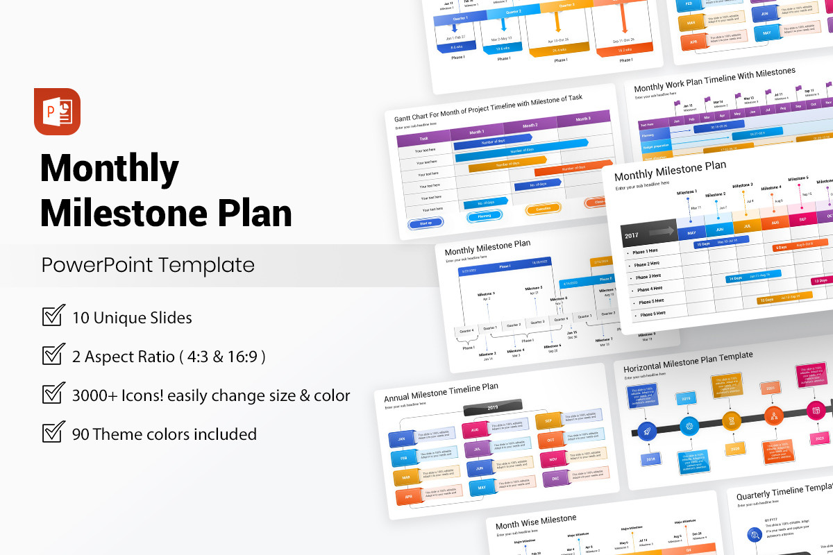 Monthly Milestone Plan PowerPoint Template | Nulivo Market