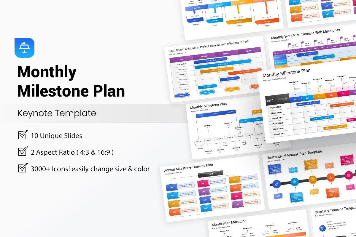 Monthly Milestone Plan Keynote Template | Nulivo Market
