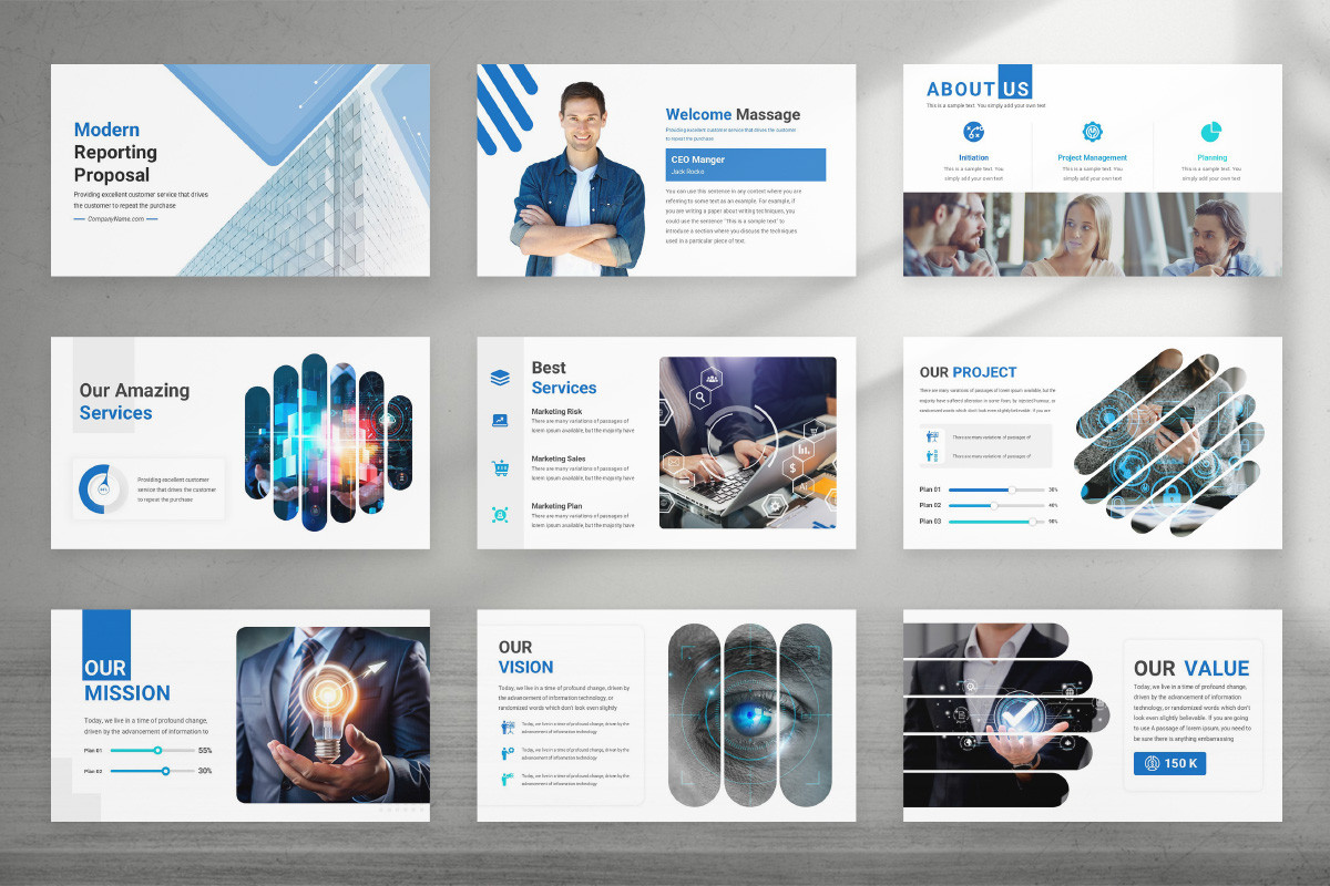 Modern Reporting Proposal PowerPoint Template | Nulivo Market