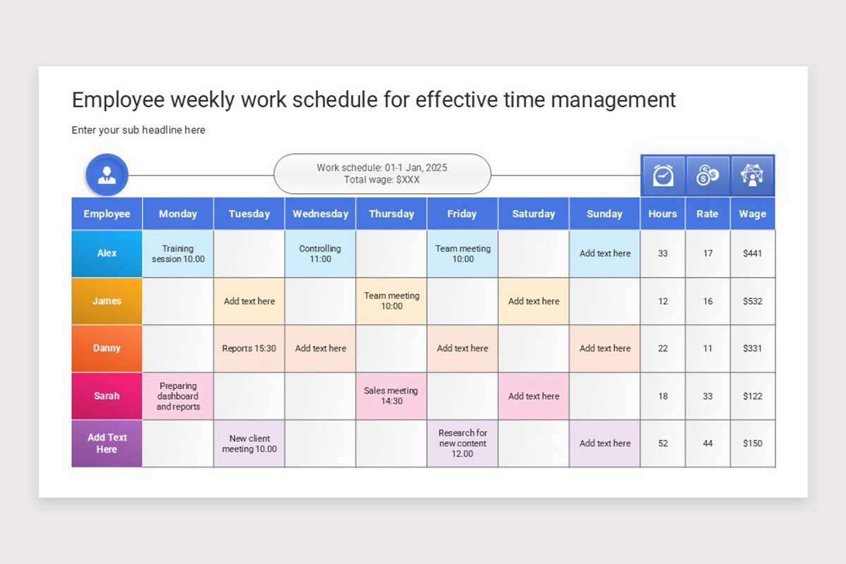 Weekly Schedule Timeline Google Slides Template | Nulivo Market