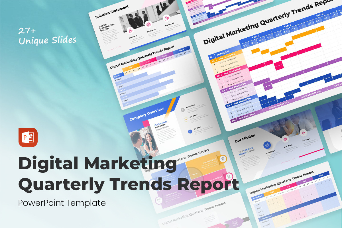 Digital Marketing Quarterly Trends Report PowerPoint Template | Nulivo ...