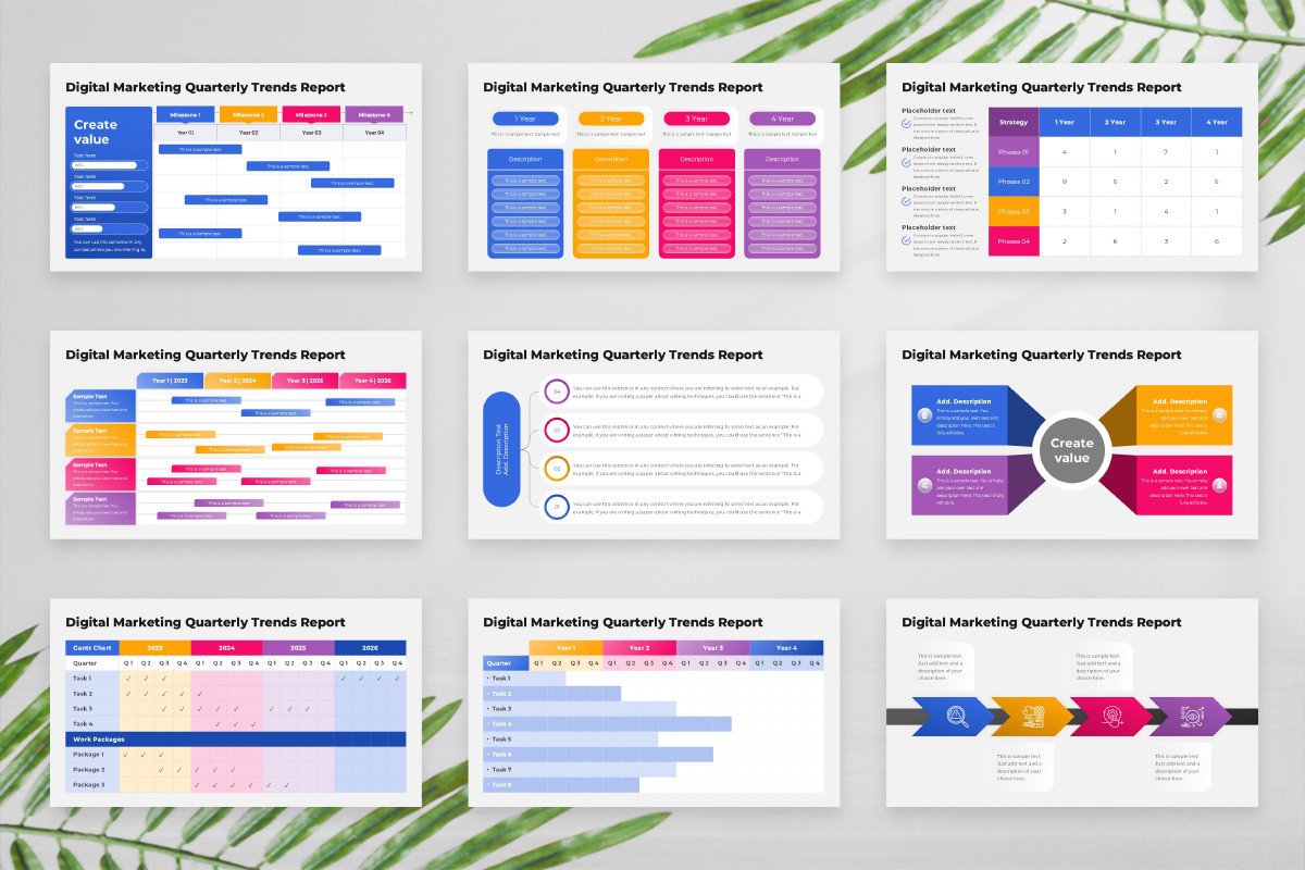 Digital Marketing Quarterly Trends Report PowerPoint Template | Nulivo ...
