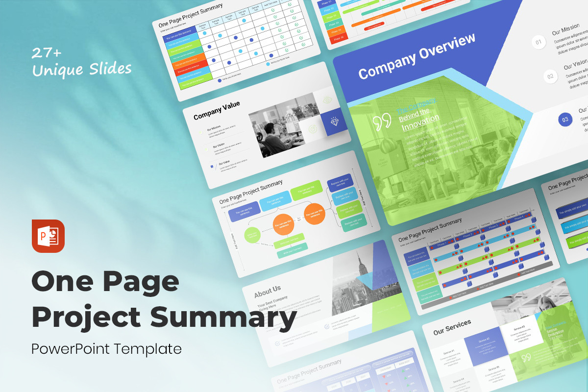 One Page Project Summary PowerPoint Template | Nulivo Market