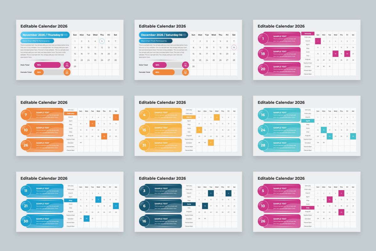 2026 Calendar Google Slides Template | Nulivo Market