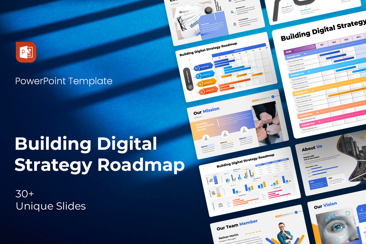 Building Digital Strategy Roadmap PowerPoint Template | Nulivo Market