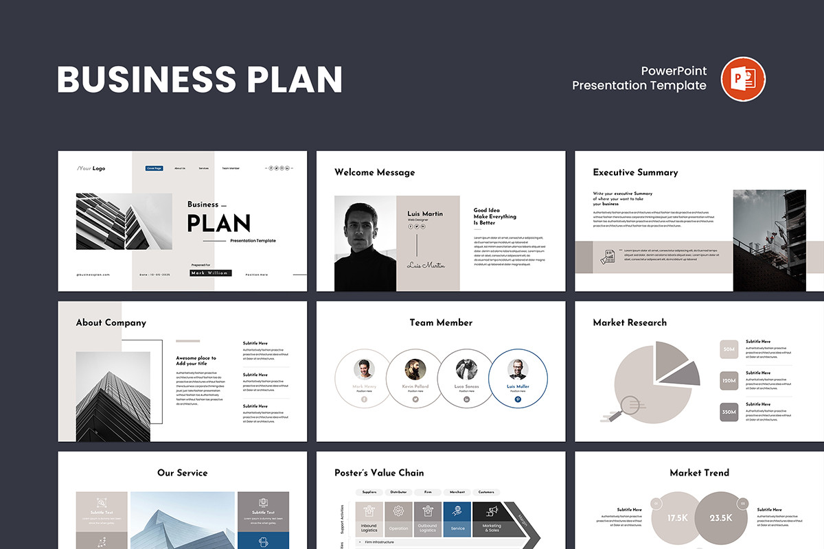 Business Plan Powerpoint Template Nulivo Market