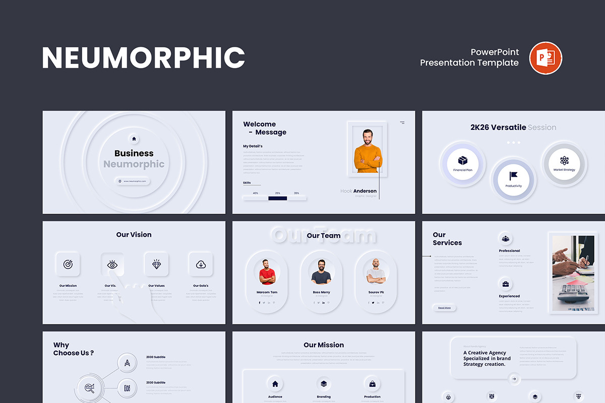 Neumorphic PowerPoint Template | Nulivo Market