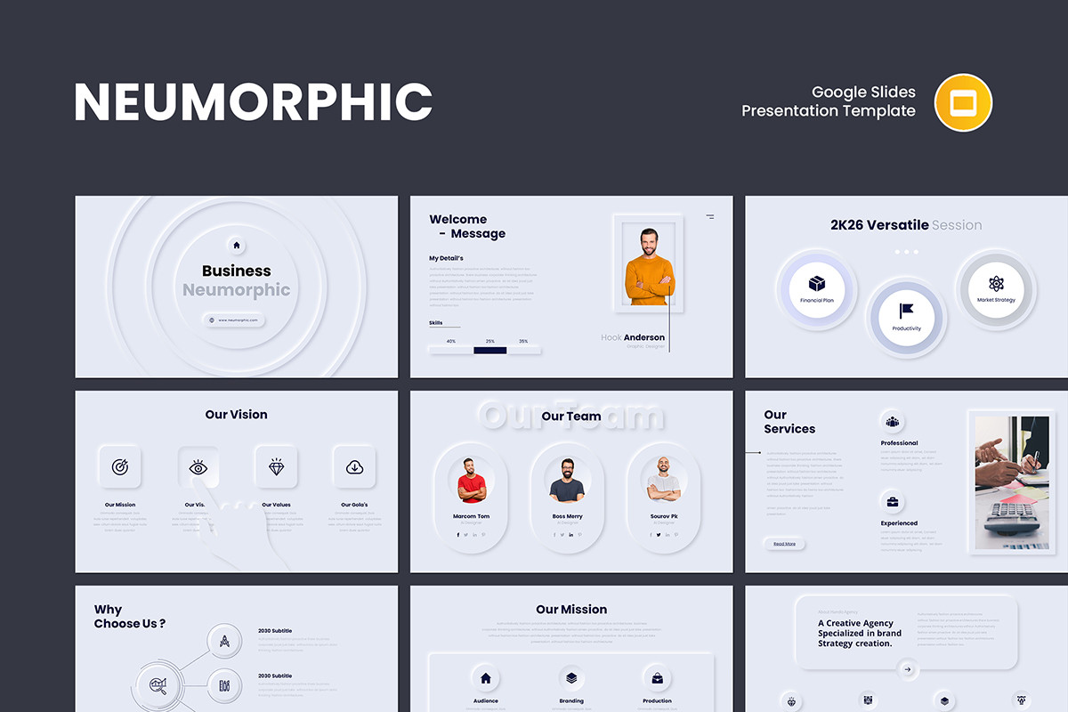 Neumorphic Google Slides Template | Nulivo Market