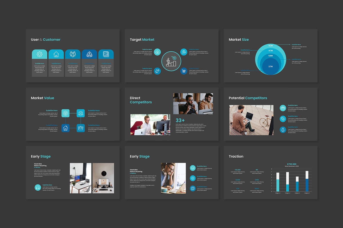 Dark - Pitch Deck Presentation Template | Nulivo Market