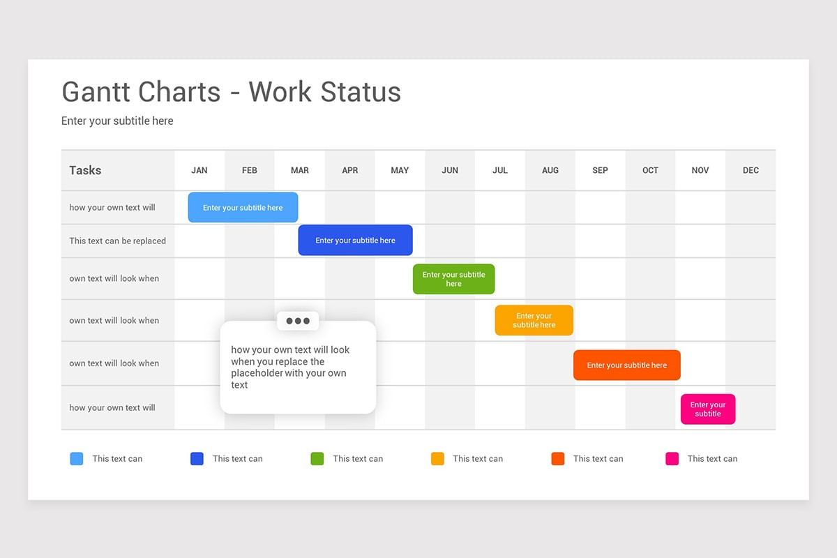 Gantt Charts Work Status PowerPoint Template | Nulivo Market