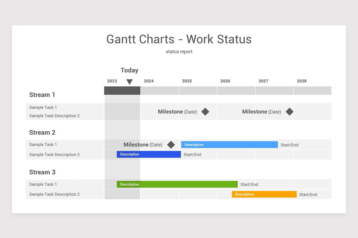 Gantt Charts Work Status Keynote Template | Nulivo Market