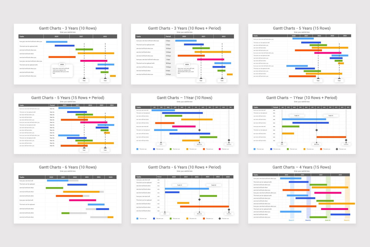 Gantt charts and Timelines Bundle PowerPoint Template | Nulivo Market